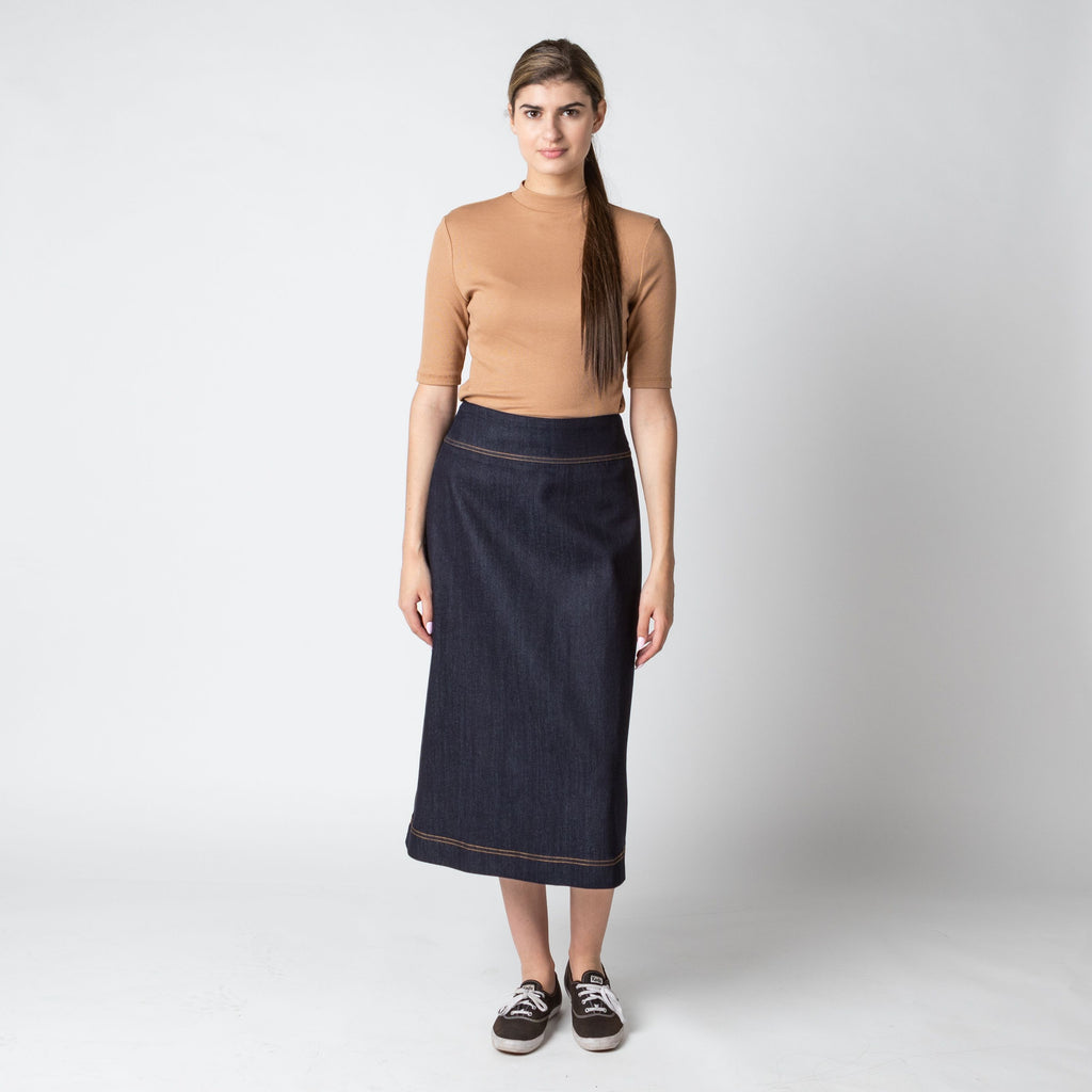 Classic Modest Long A-line Dark Blue Denim Skirt – newCreation Apparel